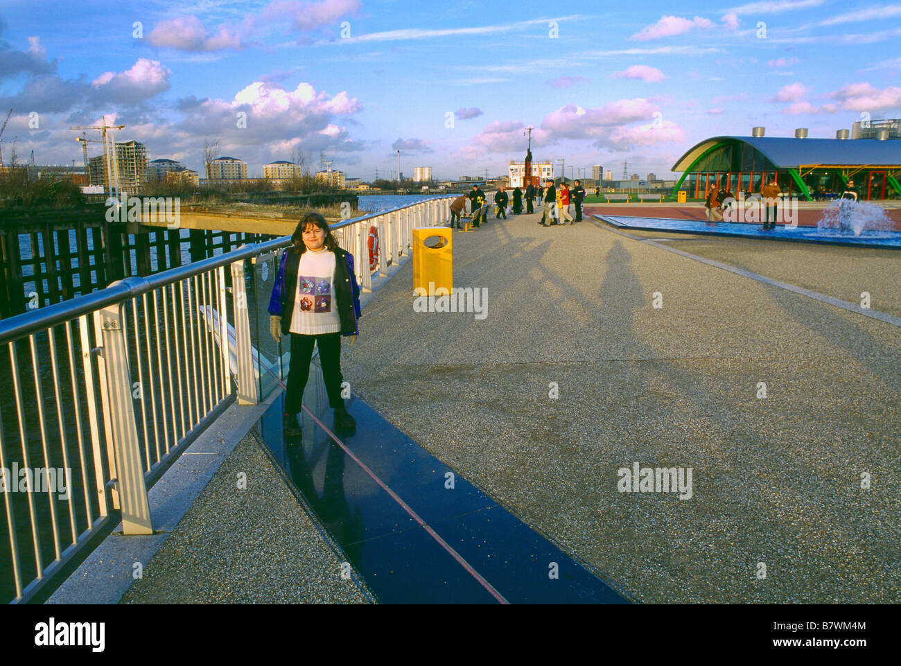 London England O2 Arena Meridian Line with Girl Standing Either Side ...