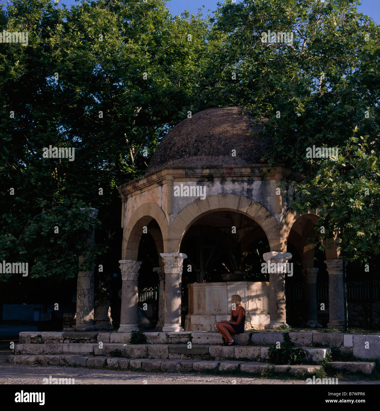 Dodecanese Plane tree of Hippocrates Turkish fountain Person seated KOS ...
