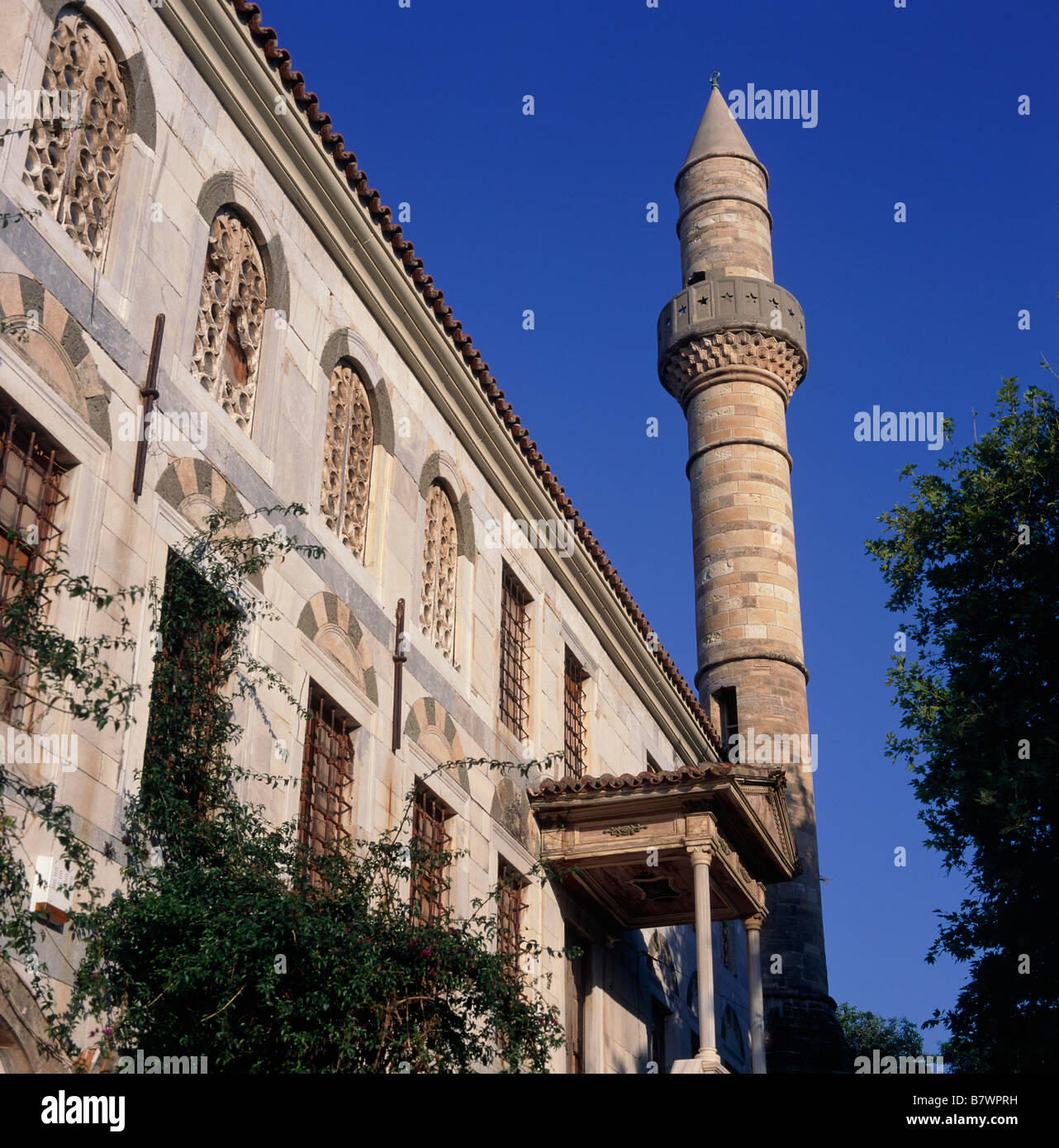 Dodecanese Jaji Hasan mosque Minaret Ornate window grilles KOS TOWN KOS ...