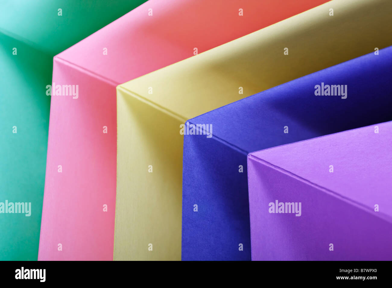 sheets of coloured notelet cards Stock Photo - Alamy