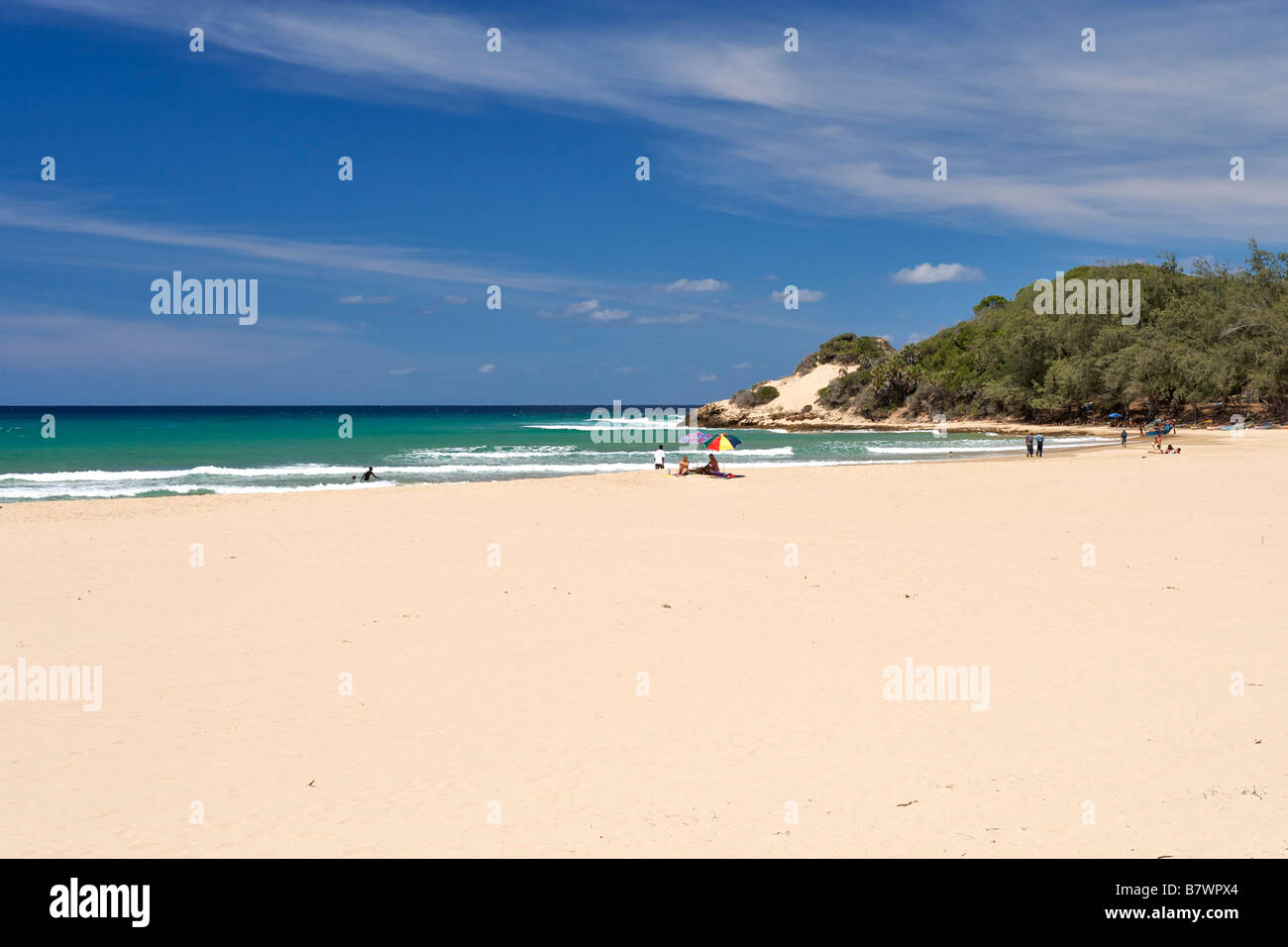View of the beach and coast at Tofo in southern Mozambique Stock Photo ...