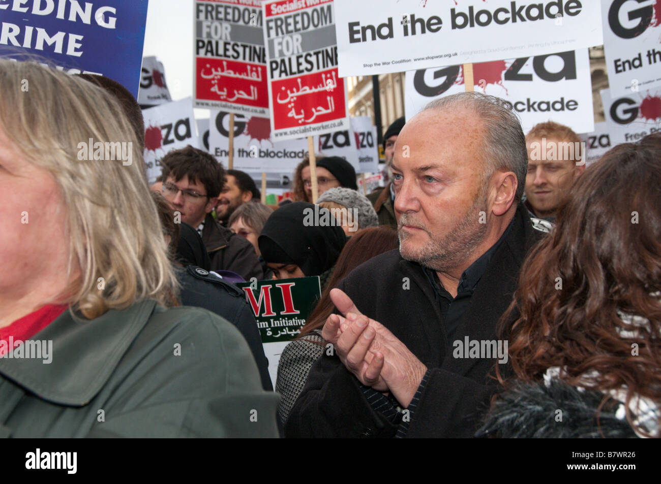 George Galloway MP in crowd at March for Gaza rally against Israeli ...
