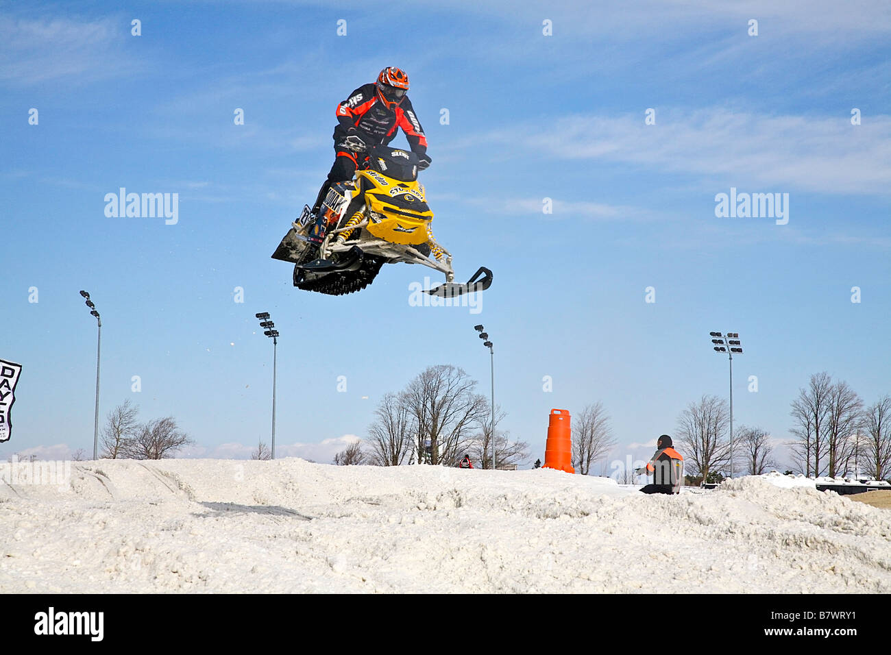 Championship Snowcross or Snowmobile race in Ontario Canada Stock Photo ...