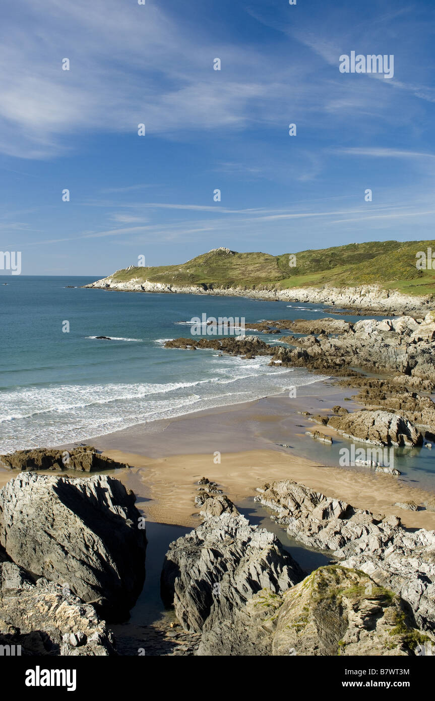 Combesgate beach, at the North end of Woolacombe beach, exposed at ...