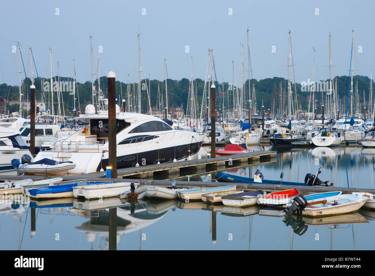 Boats moored on the river Hamble at Bursledon Southampton Hampshire ...