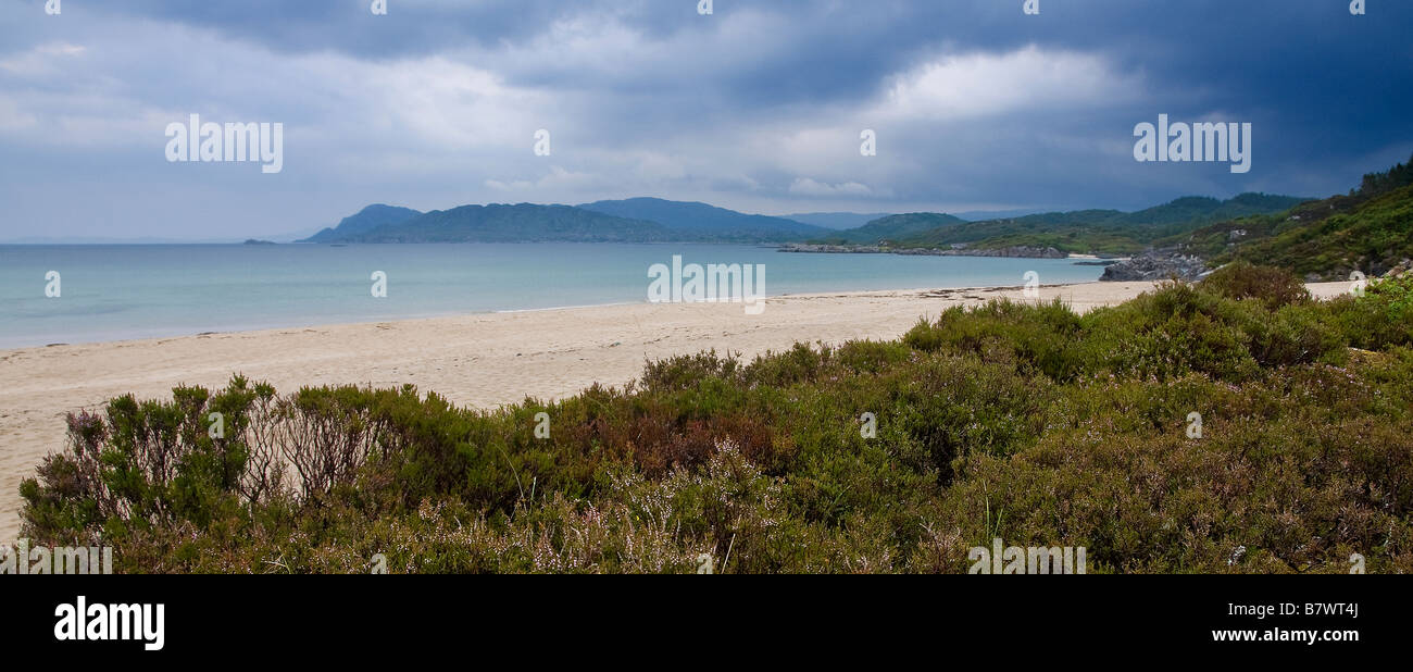 coral sand bay and sea at the singing sands of Gortonfern, near Kentra ...