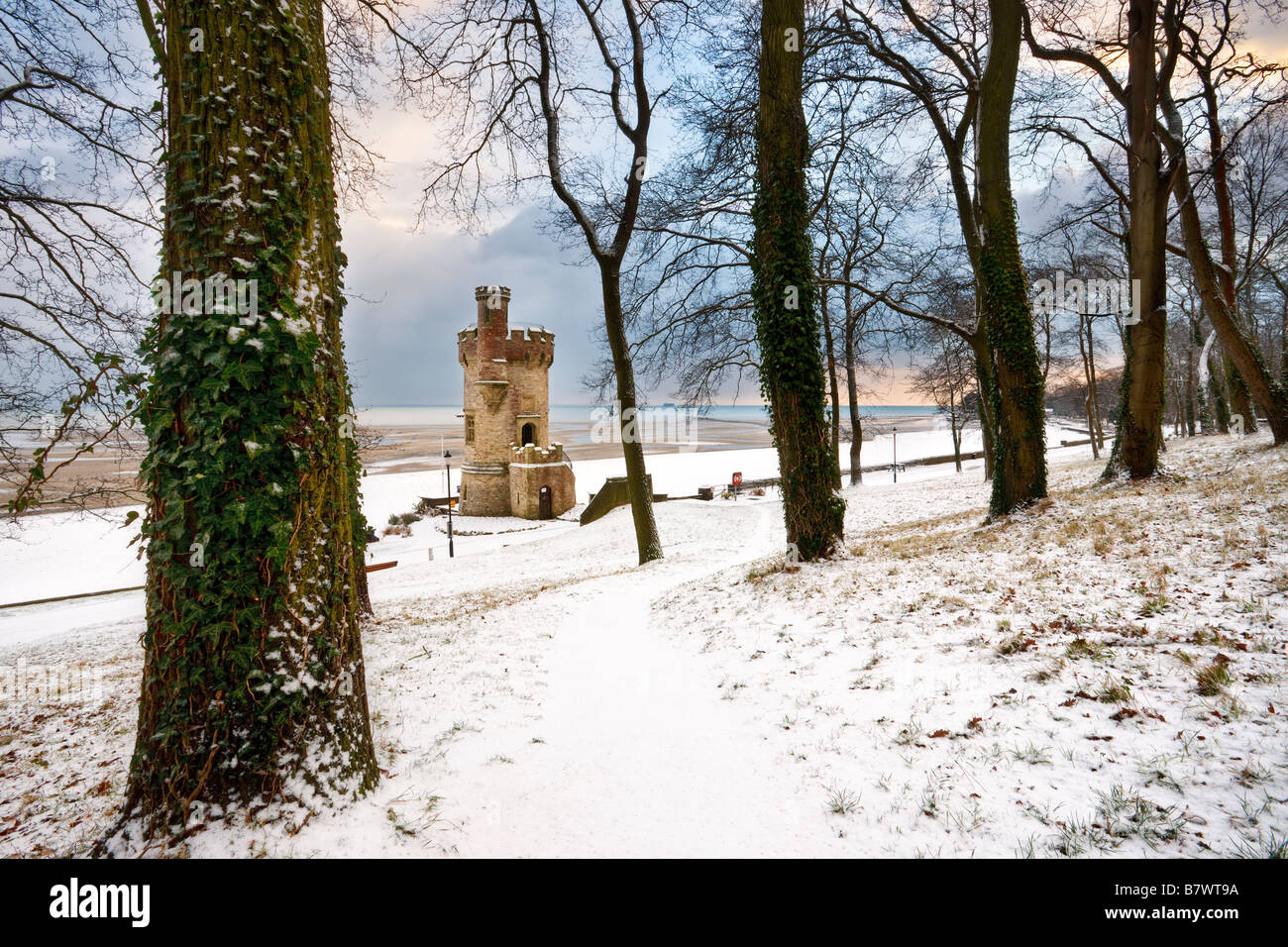 Appley tower in the snow Ryde Isle of Wight Stock Photo - Alamy