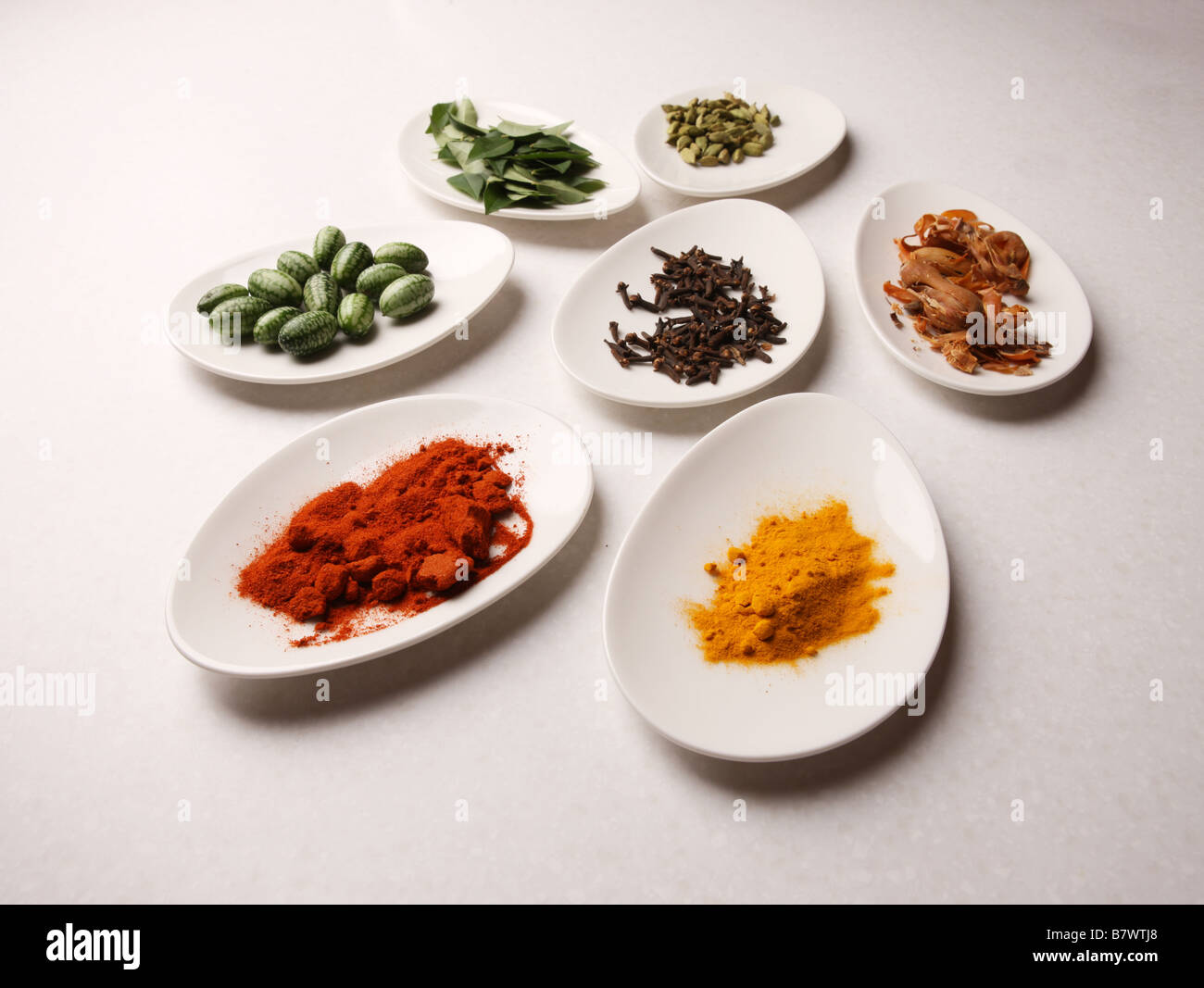 Some spices and items used in Indian Cookery Stock Photo - Alamy