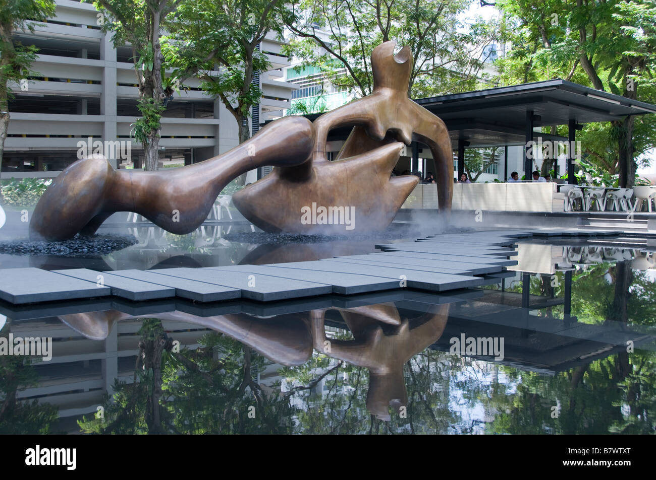 Large reclining figure Henry Spencer Moore Raffles Place Singapore CBD ...