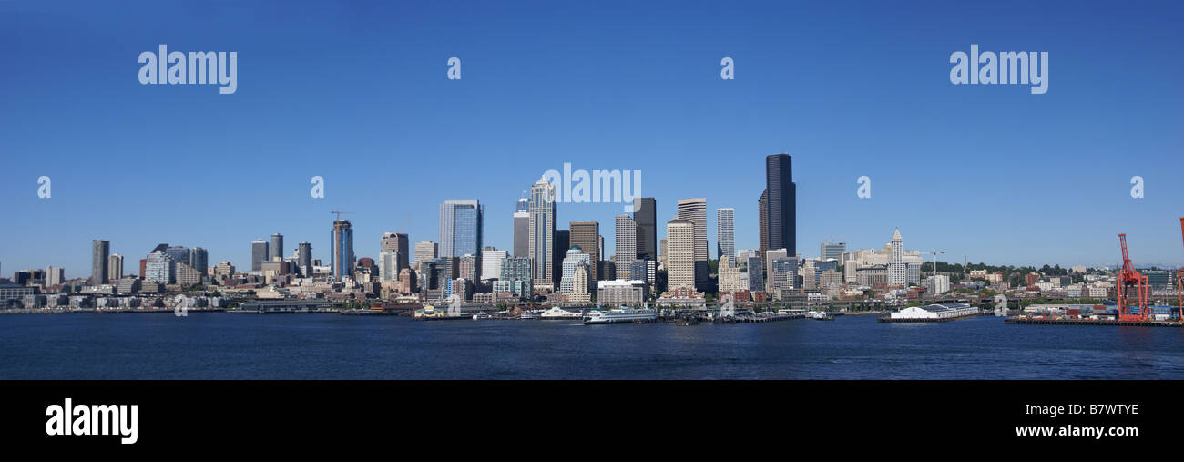 Panorama Seattle waterfront skyline downtown Puget Sound Pacific ...