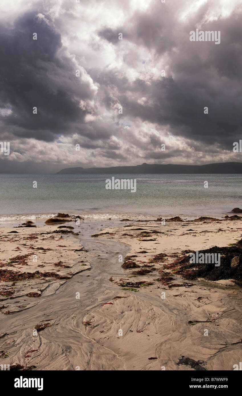 Scottish beach scene with dramatic sky on Applecross Peninsula ...