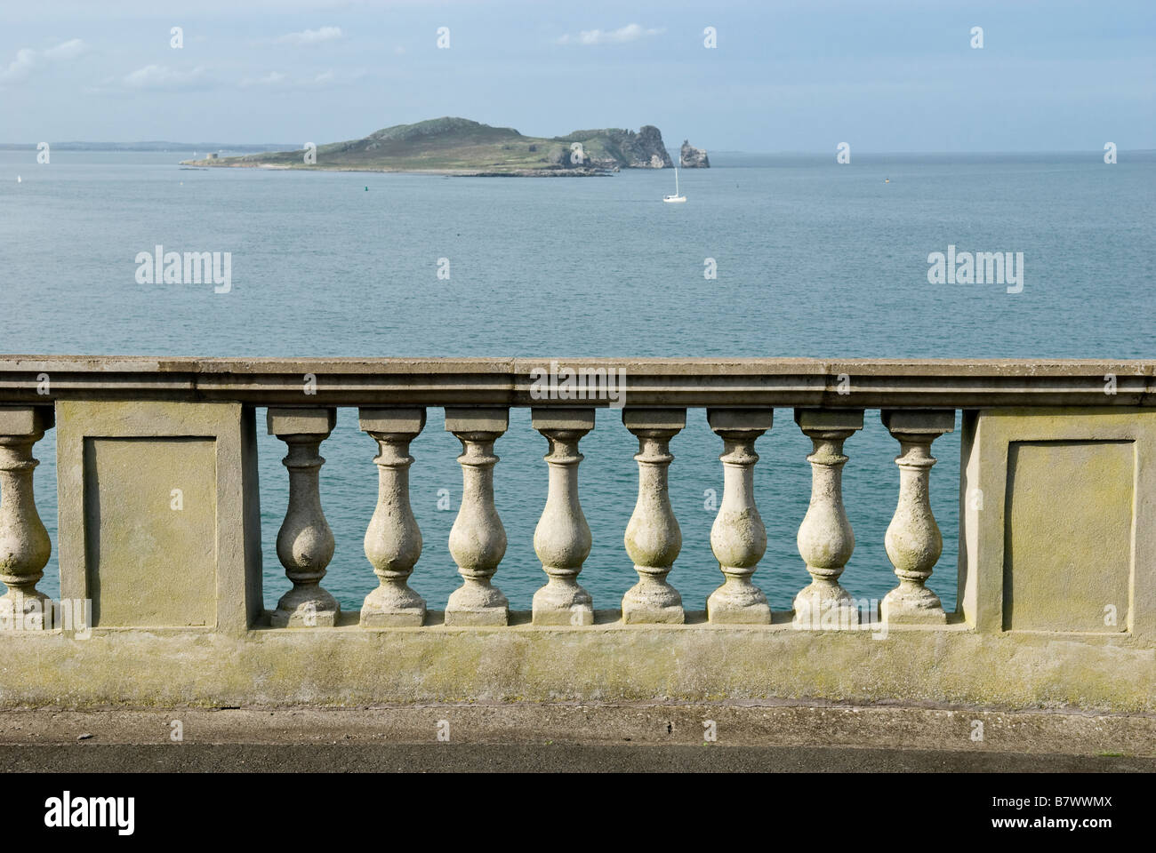 Wall and Ireland's Eye Island, Howth Peninsula, Dublin Ireland, August ...