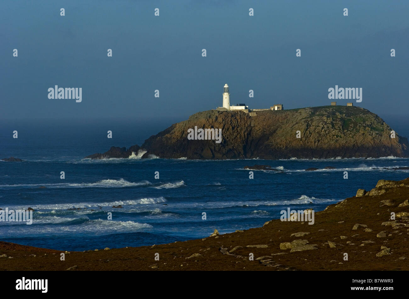 Round Island Lighthouse. Isles of Scilly. Cornwall. England. UK Stock ...