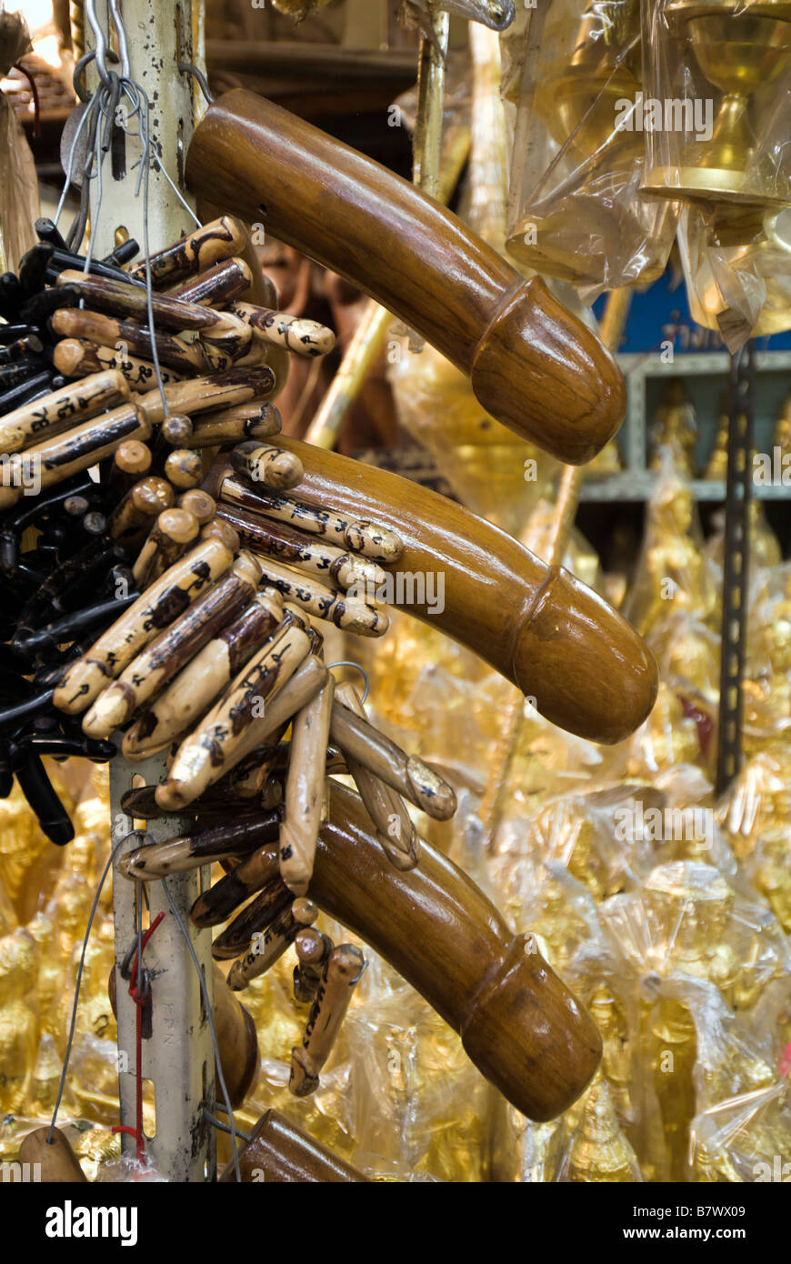 Phallic Buddhist icons for sale in Wat Ratchanadda temple market Phra ...