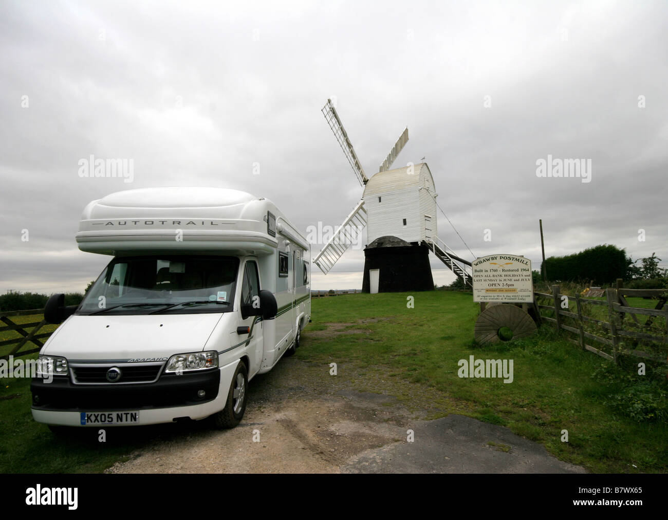 Wrawby windmill a wooden sail postmill near Brigg Lincolnshire with a ...