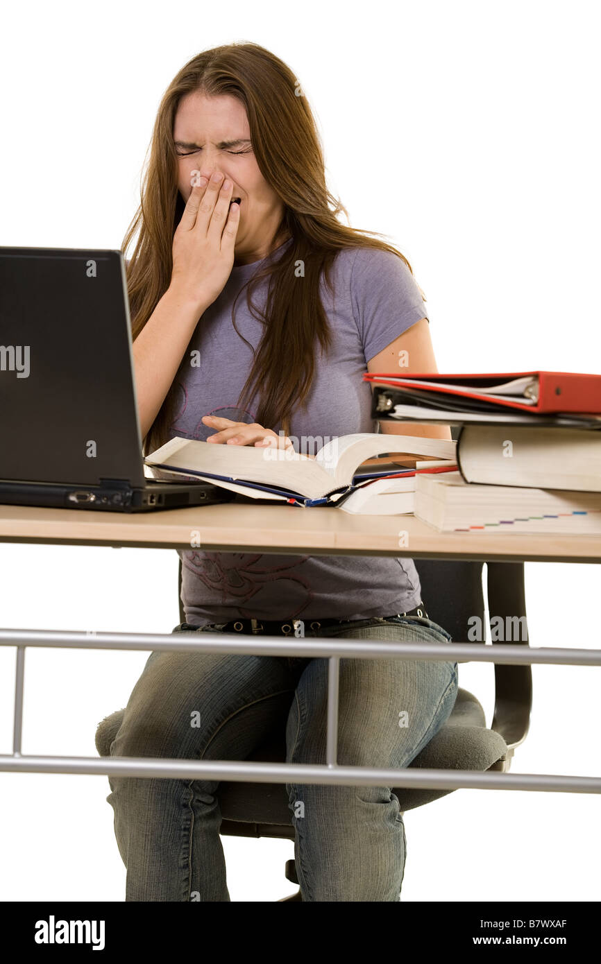 Yawning school girl hi-res stock photography and images - Alamy