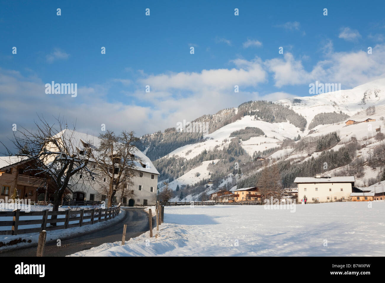 Rauris Austria. Austrian Alps winter snow scene in historic Alpine ...