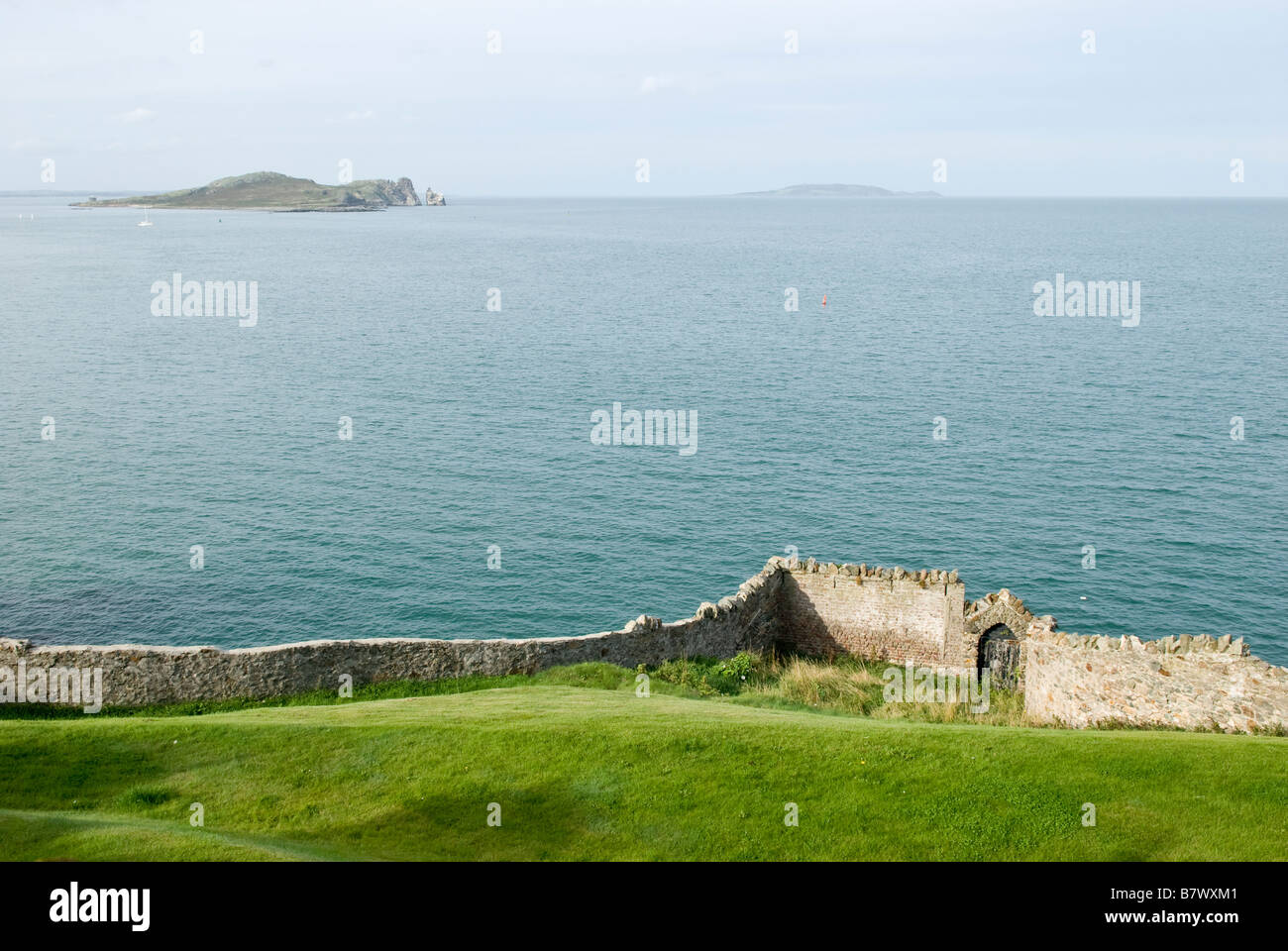 Stonewall, the Sea and Ireland's Eye island, Howth Peninsula, Dublin ...