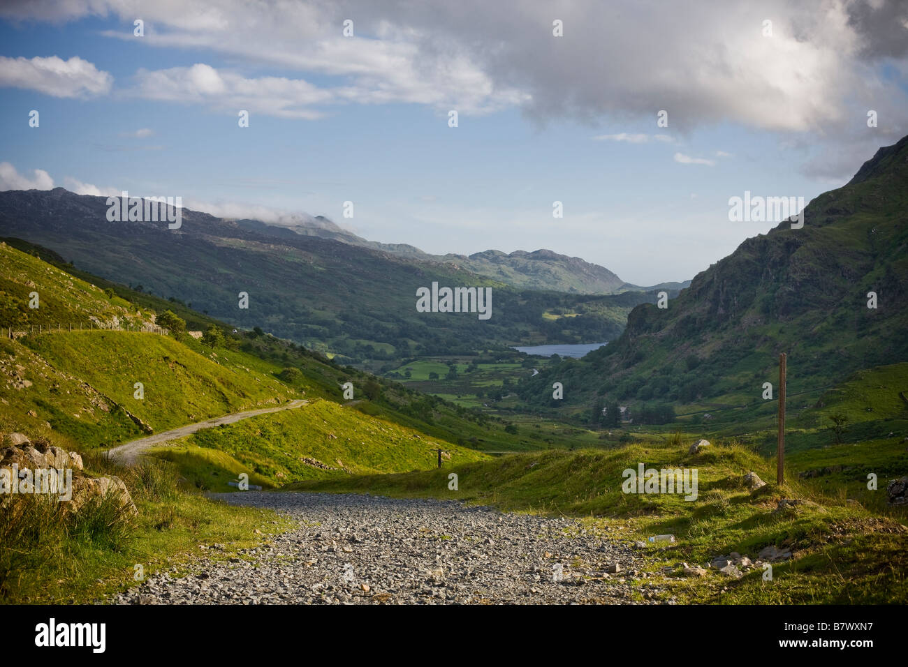 View over Snowdonia mountain range in spring Stock Photo - Alamy