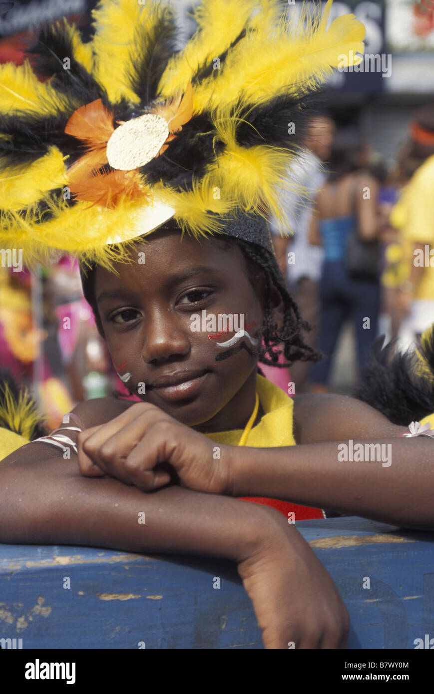 Portrait of a young girl marching in the Caribbean Children's Parade in ...