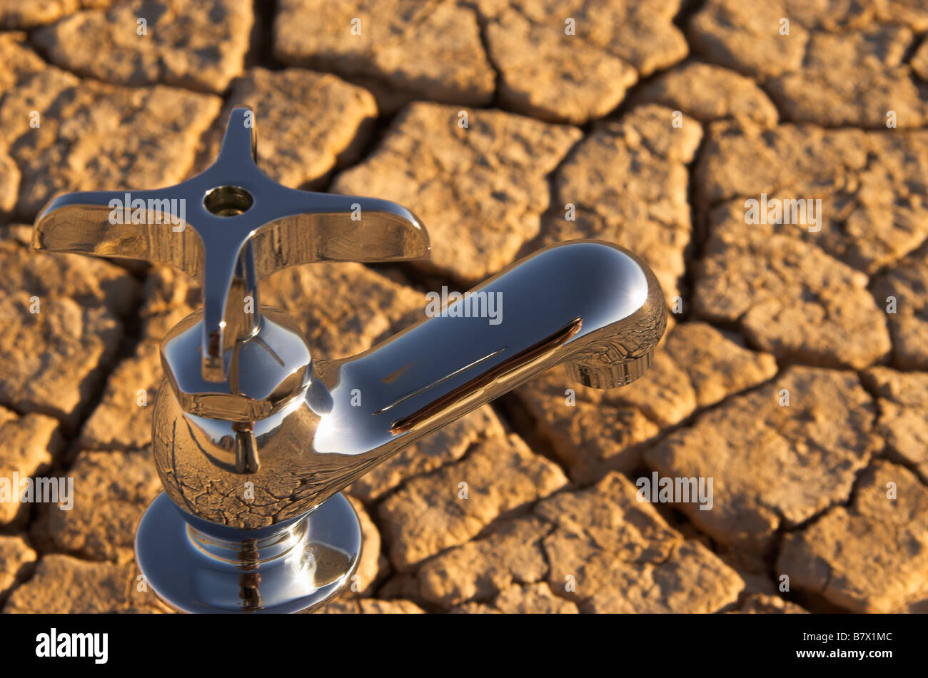 Tap on a dry lake bed, Mojave desert, California, USA. Photo Nov 2008 ...