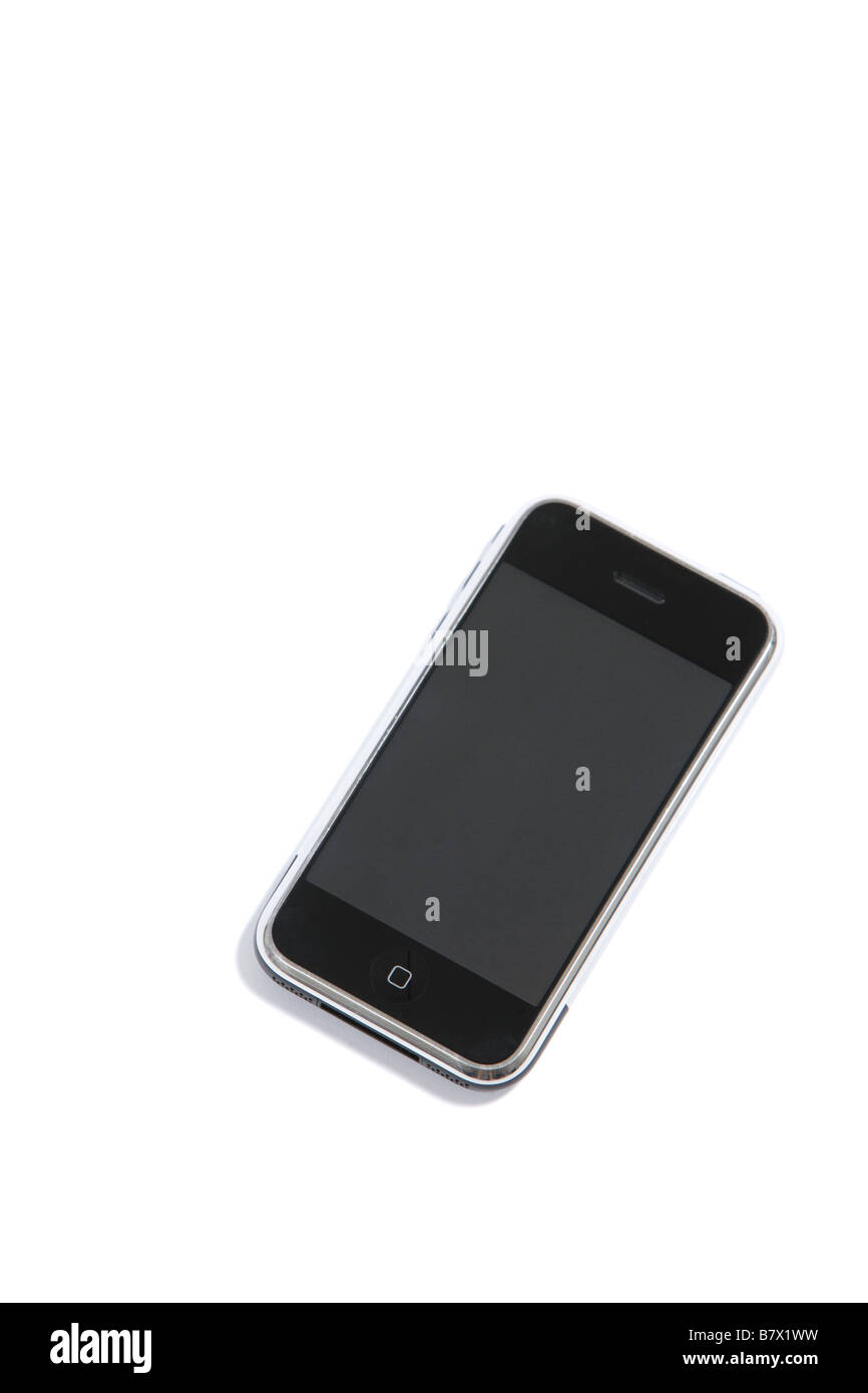 A modern phone isolated on white in the studio Stock Photo - Alamy
