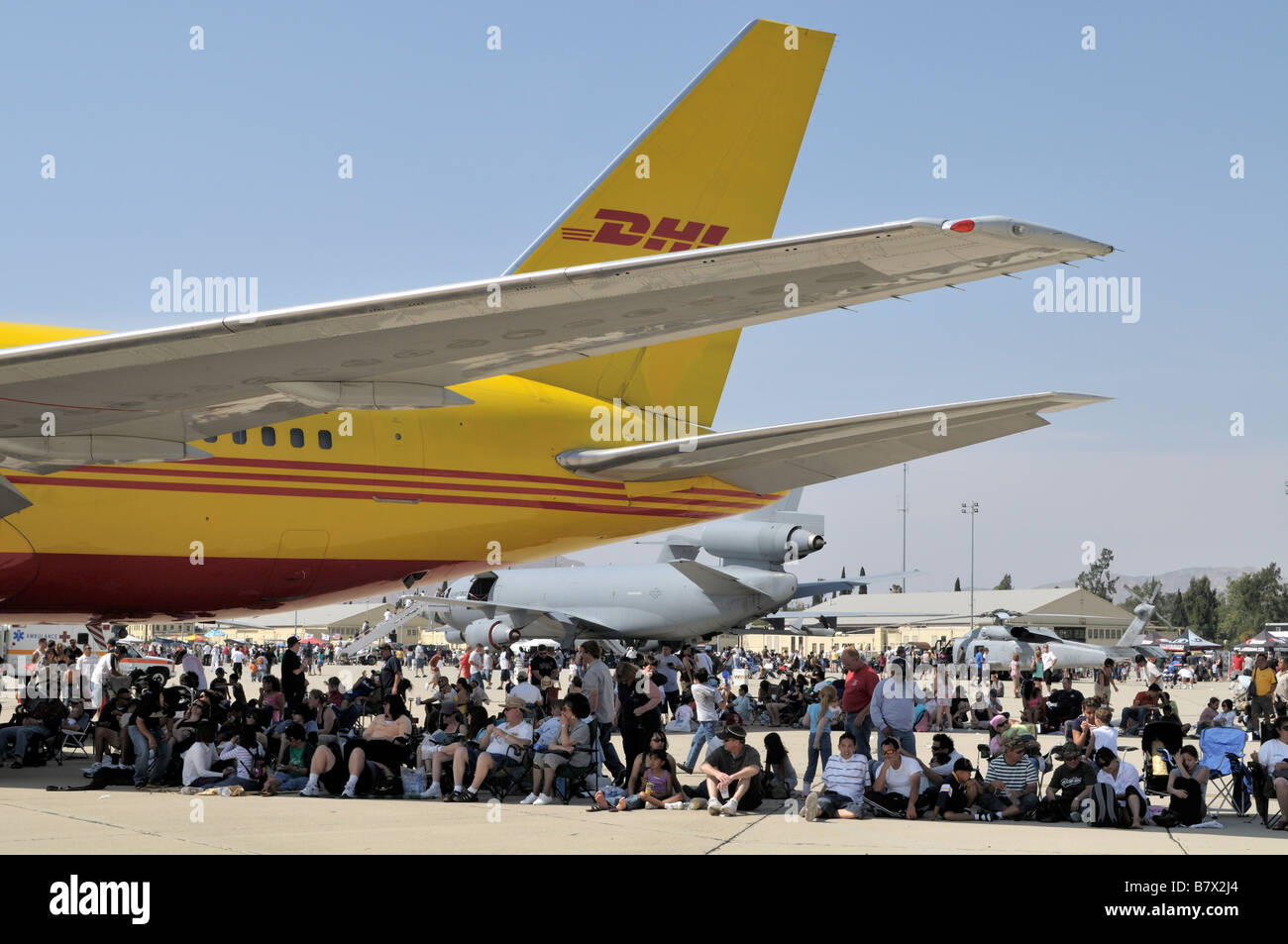 Tail end of a DHL Boeing 767 Stock Photo - Alamy