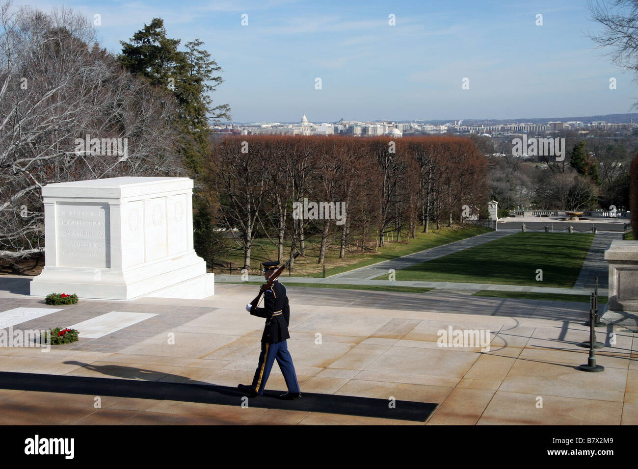 Patrol guard on site at Tomb of Unknown Soldier, Washington D.C Stock ...
