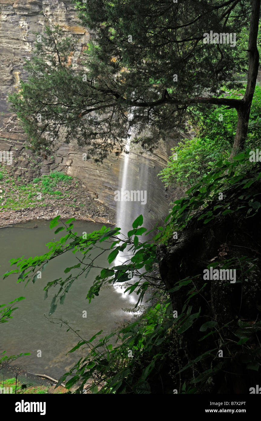 Indian creek forming waterfall known as 76 falls clinton county ...