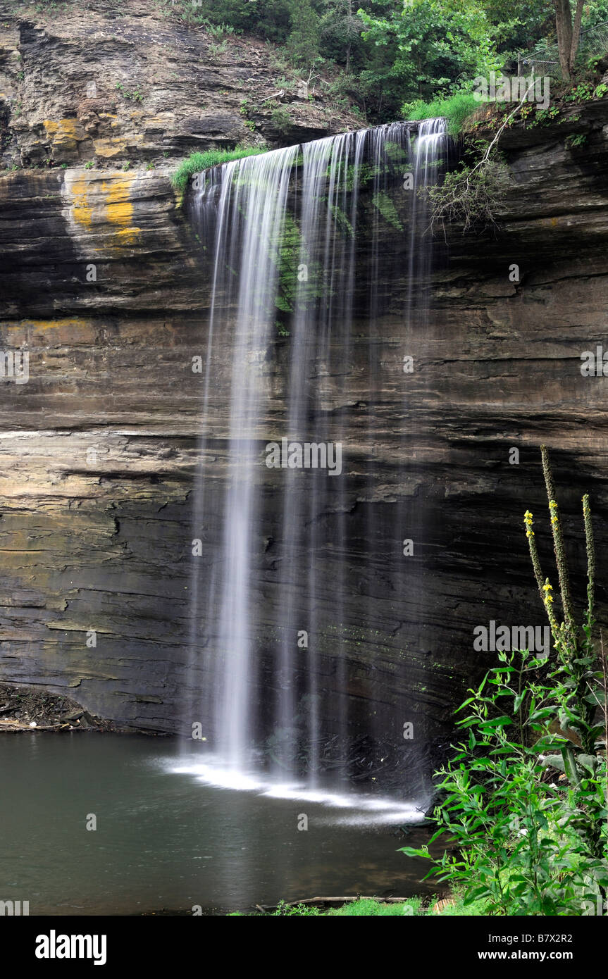 Indian creek forming waterfall known as 76 falls clinton county ...