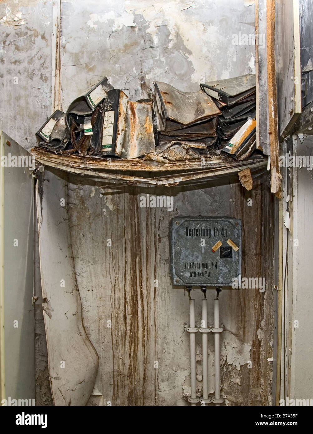 a shelf with folders an files in an old building in Berlin Germany ...