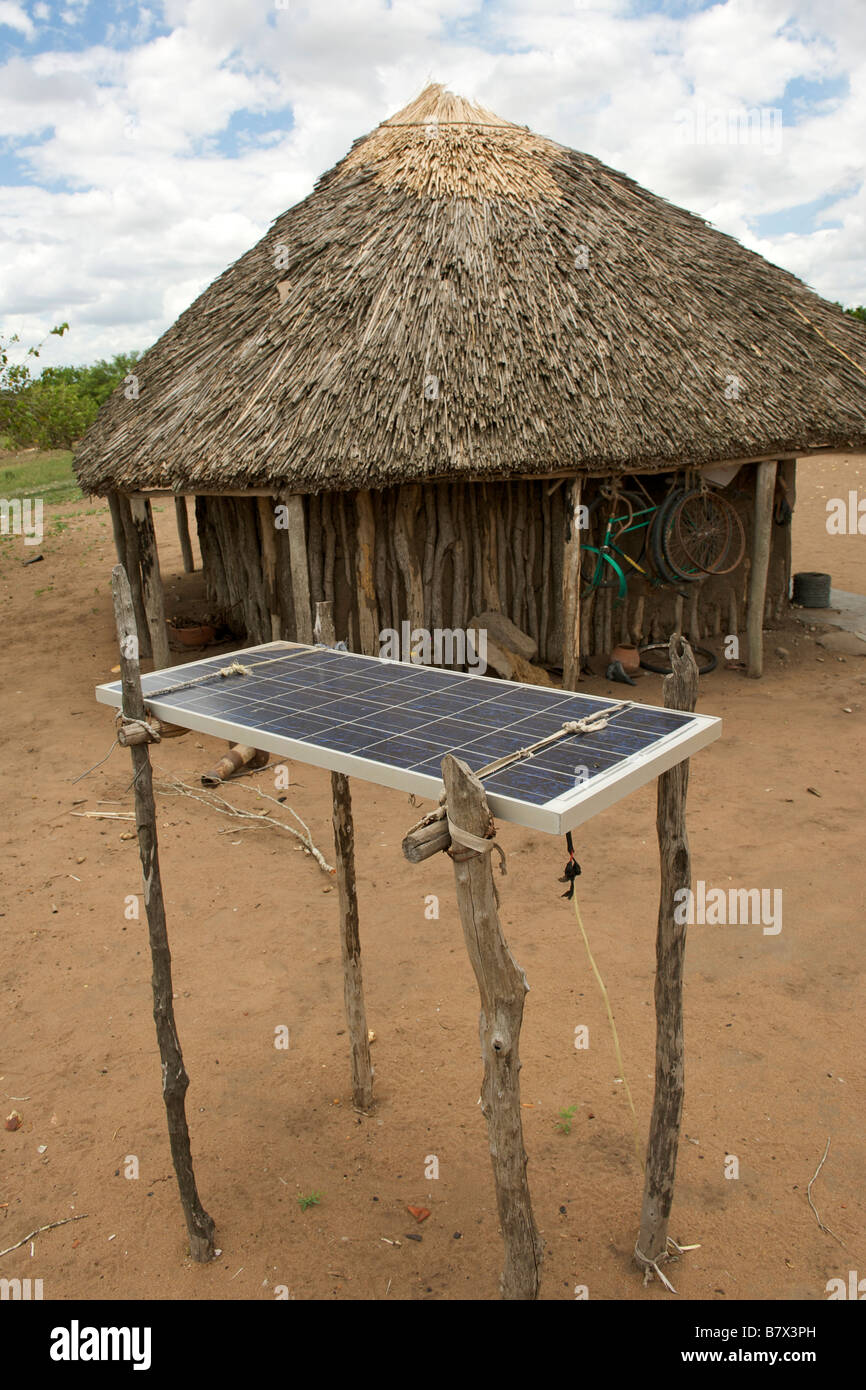 A rural hut with a solar panel in southern Mozambique Stock Photo - Alamy
