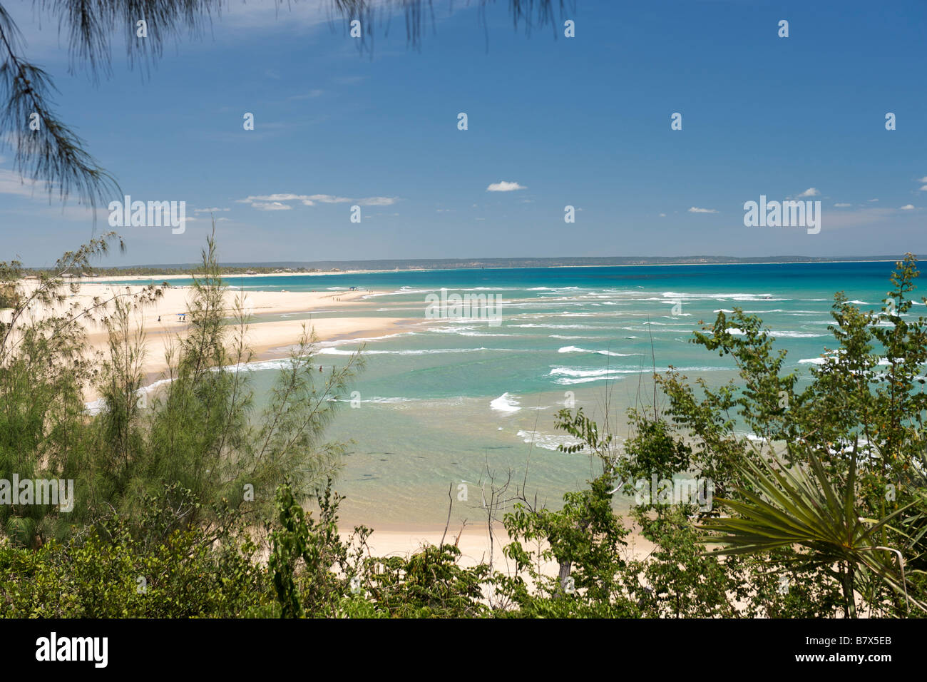 View along the coast at Barra beach near Inhambane in southern ...