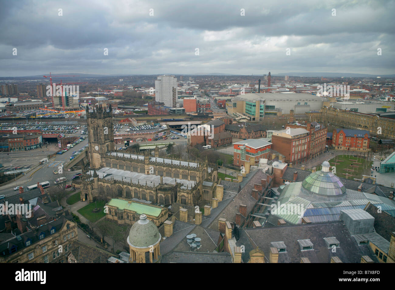 Aerial View Of Central Manchester UK Looking North West Stock Photo - Alamy