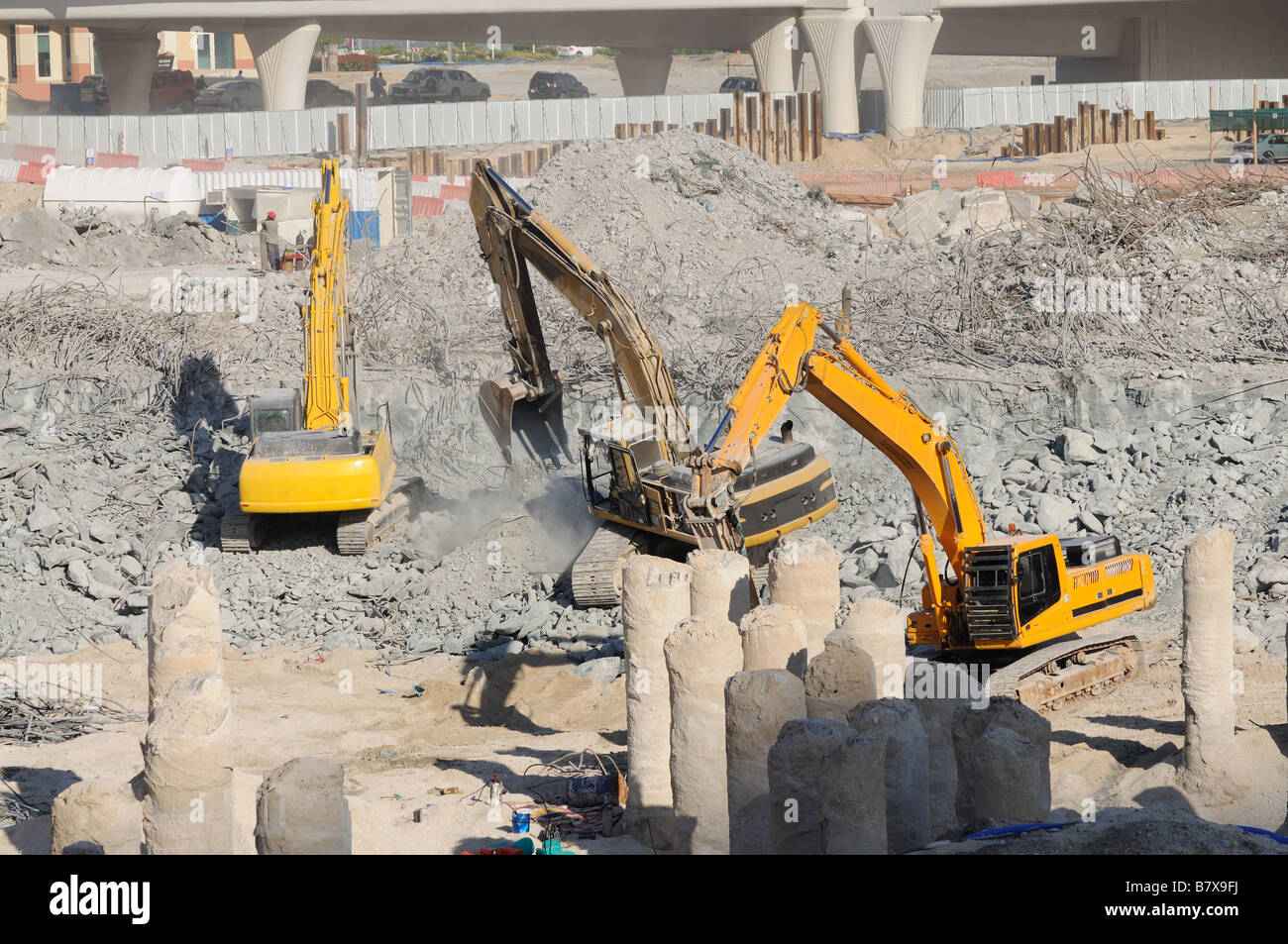Excavators at a construction site Stock Photo - Alamy