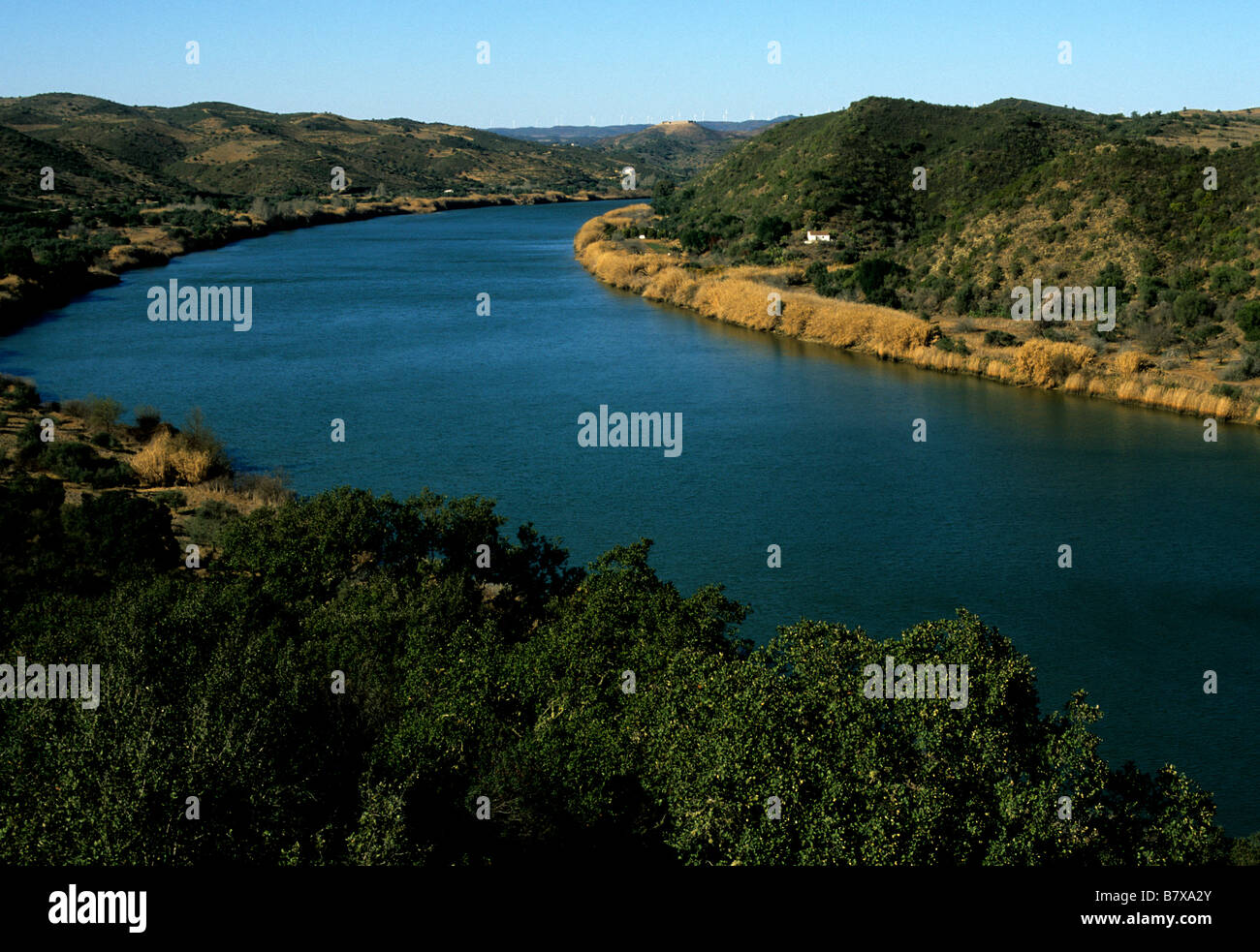 The River Guadiana in the eastern Algarve, Portugal. The waterway forms ...