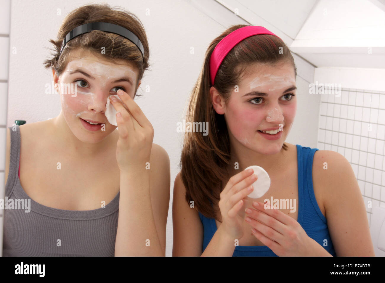 Teenage girls going through their night time beauty treatment Stock ...