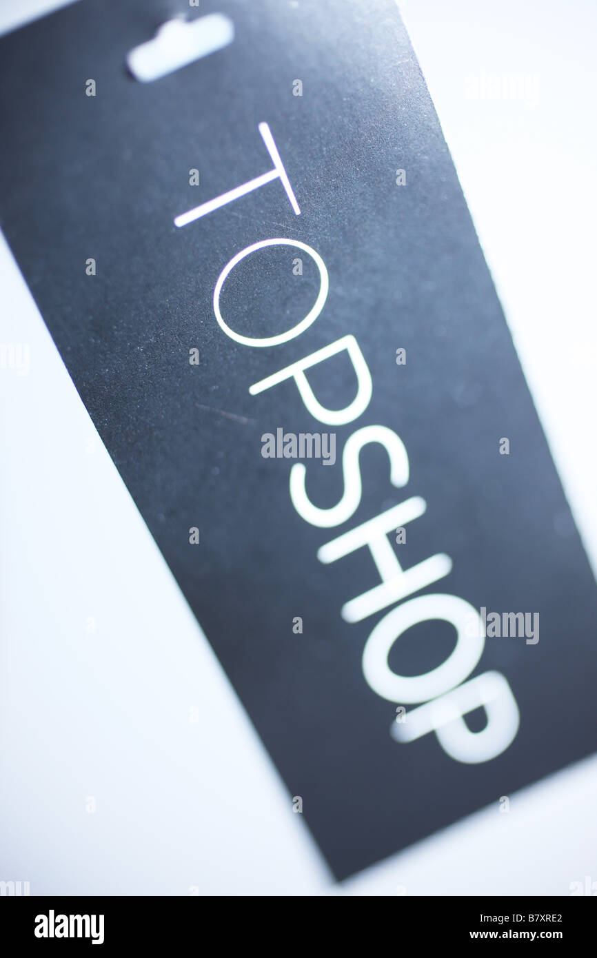 top shop label photographed in close up with a shallow depth-of-field ...