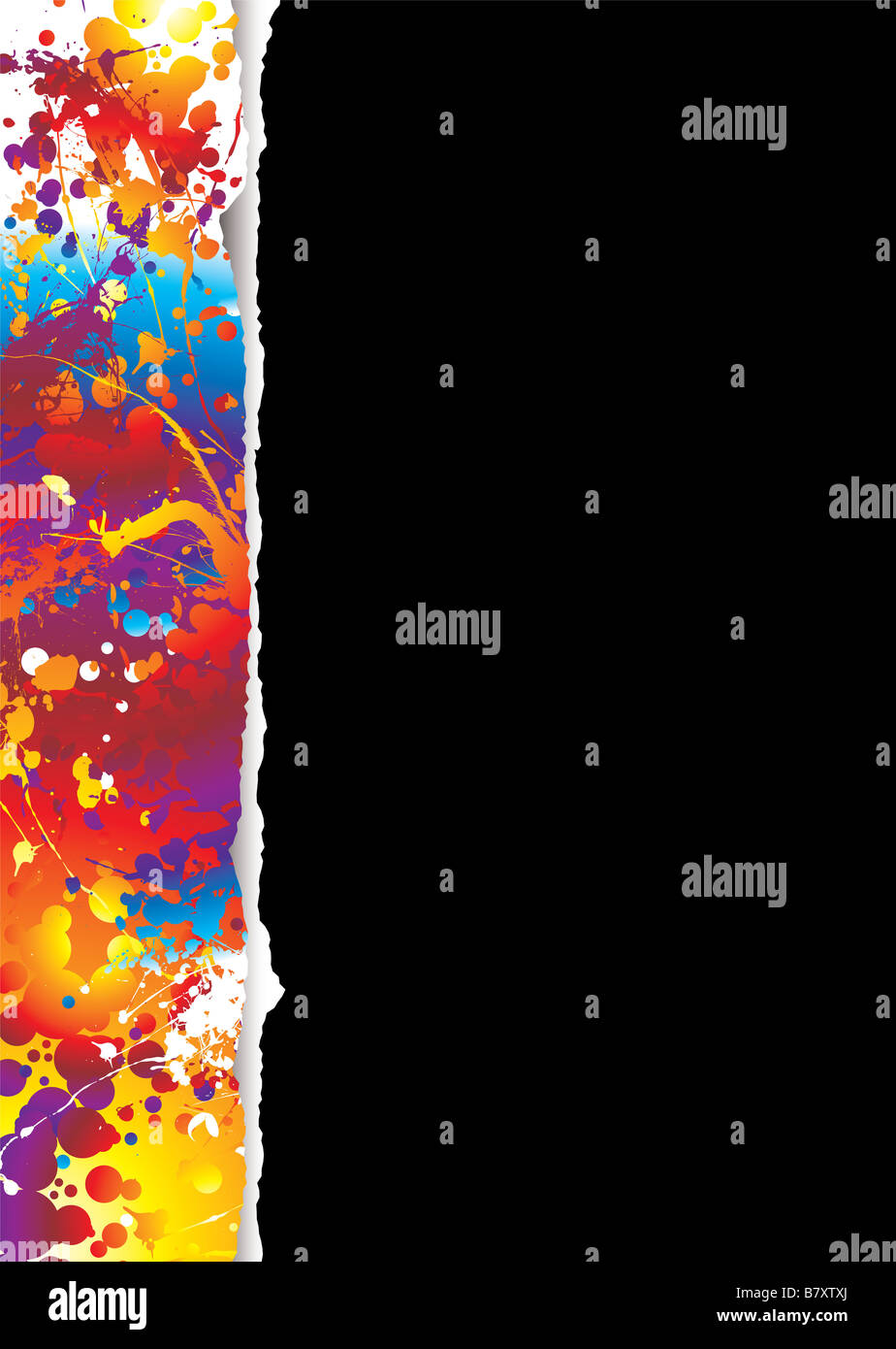 Black background with tear effect and rainbow effect in border Stock ...