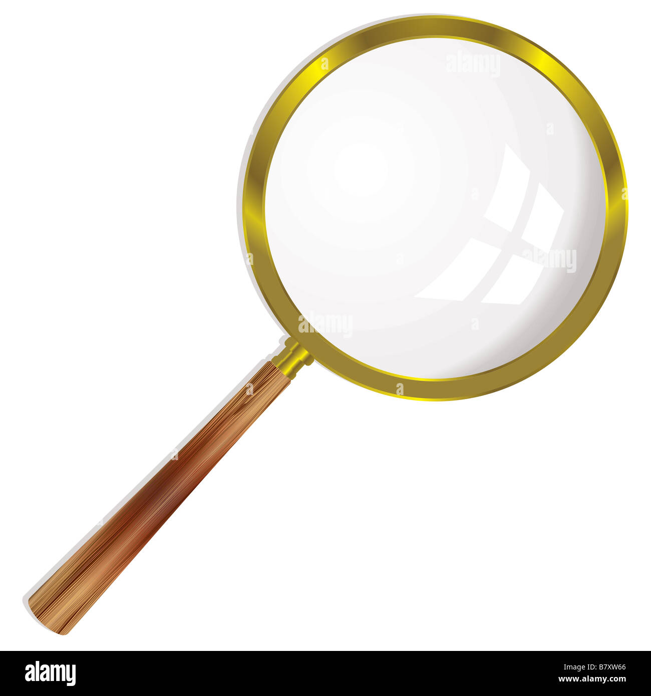 Gold magnifying glass with wooden handle and drop shadow Stock Photo ...