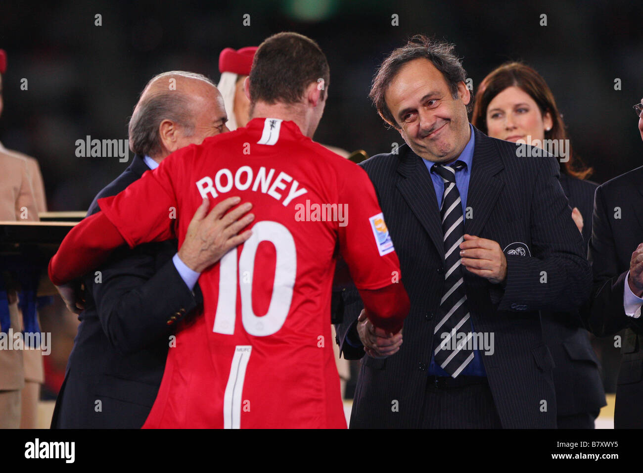 L to R Joseph Blatter Wayne Rooney Man U Michel Platini DECEMBER 21 ...