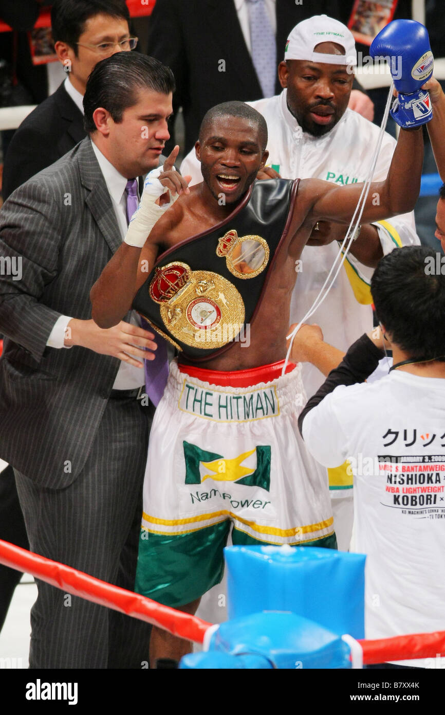 Paulus Moses Namibia JANUARY 3 2009 Boxing Paulus Moses celebrates ...