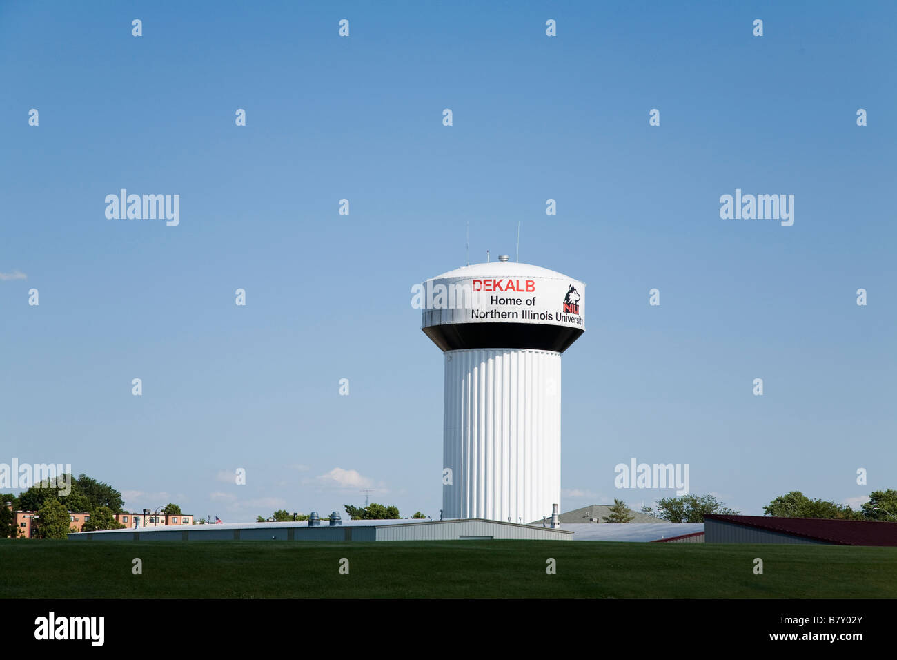 ILLINOIS DeKalb Water tower with name of Northern Illinois University ...