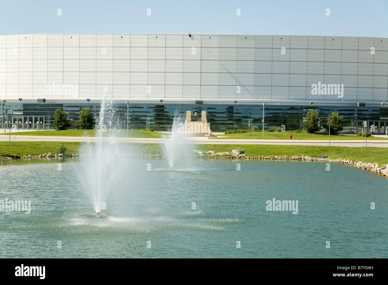 ILLINOIS DeKalb Fountains by Convocation Center building on campus of ...
