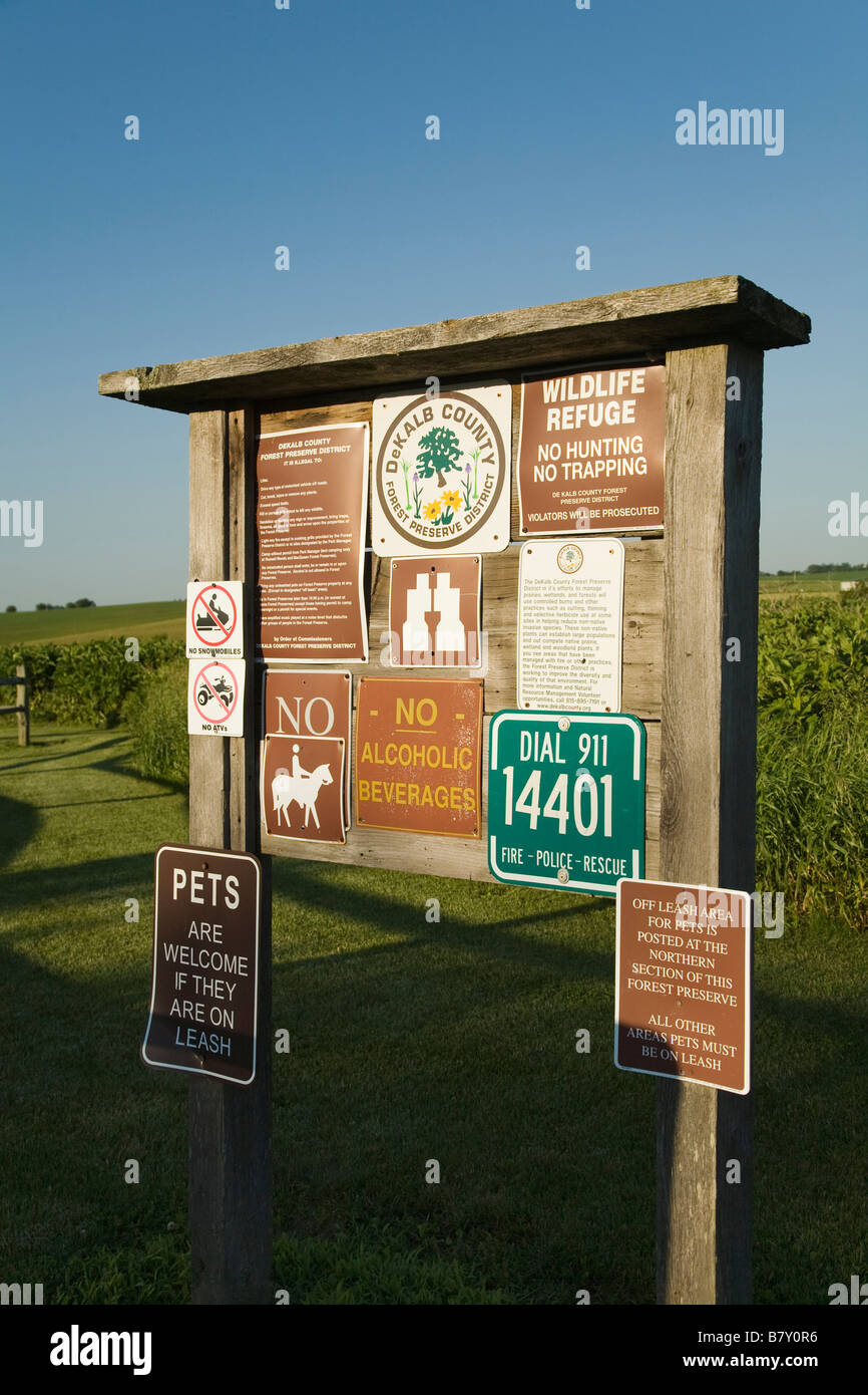 ILLINOIS DeKalb Notice and information board at Merritt Prairie native ...
