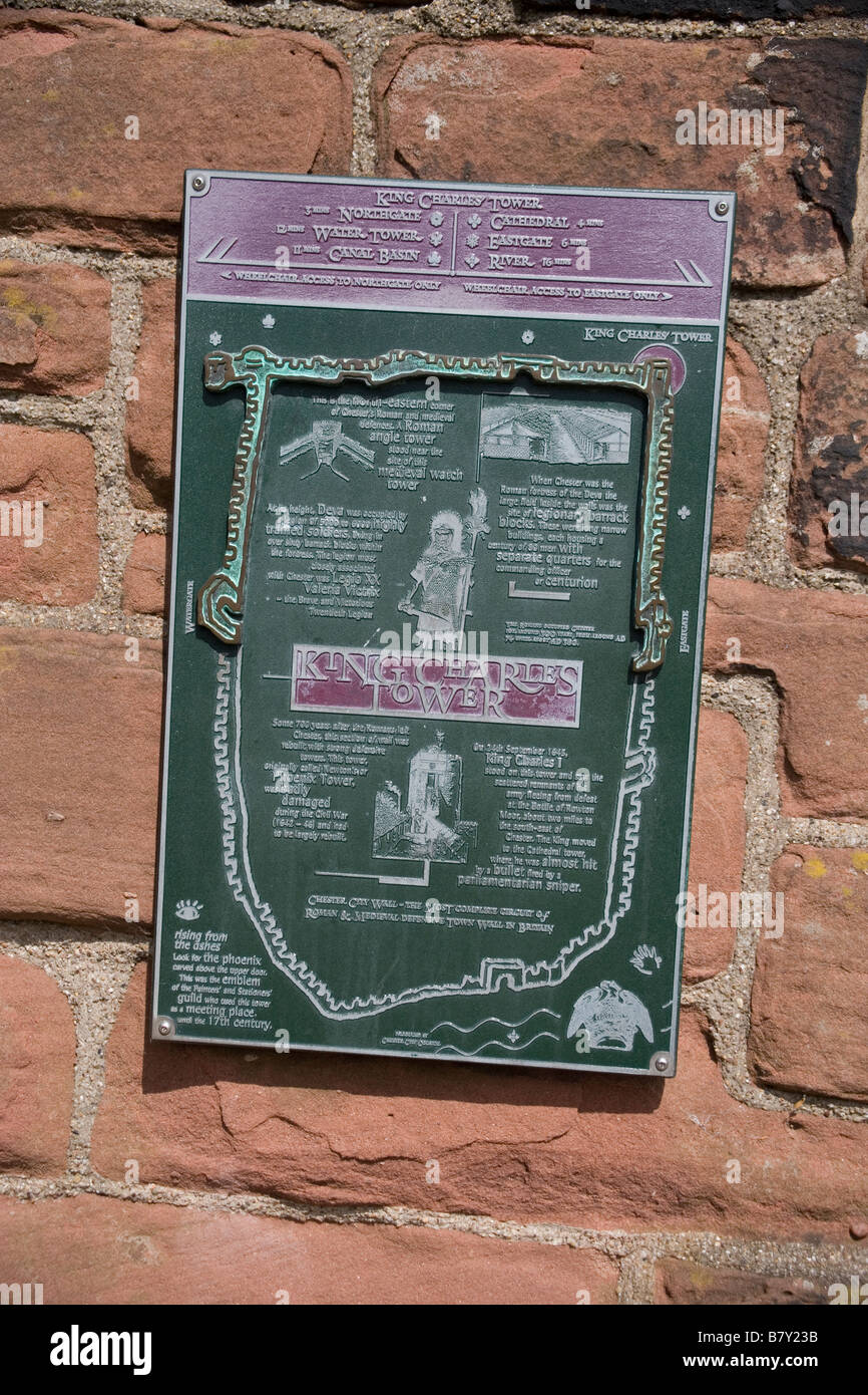 The city Roman walls and King Charles Tower and walk way of Chester ...