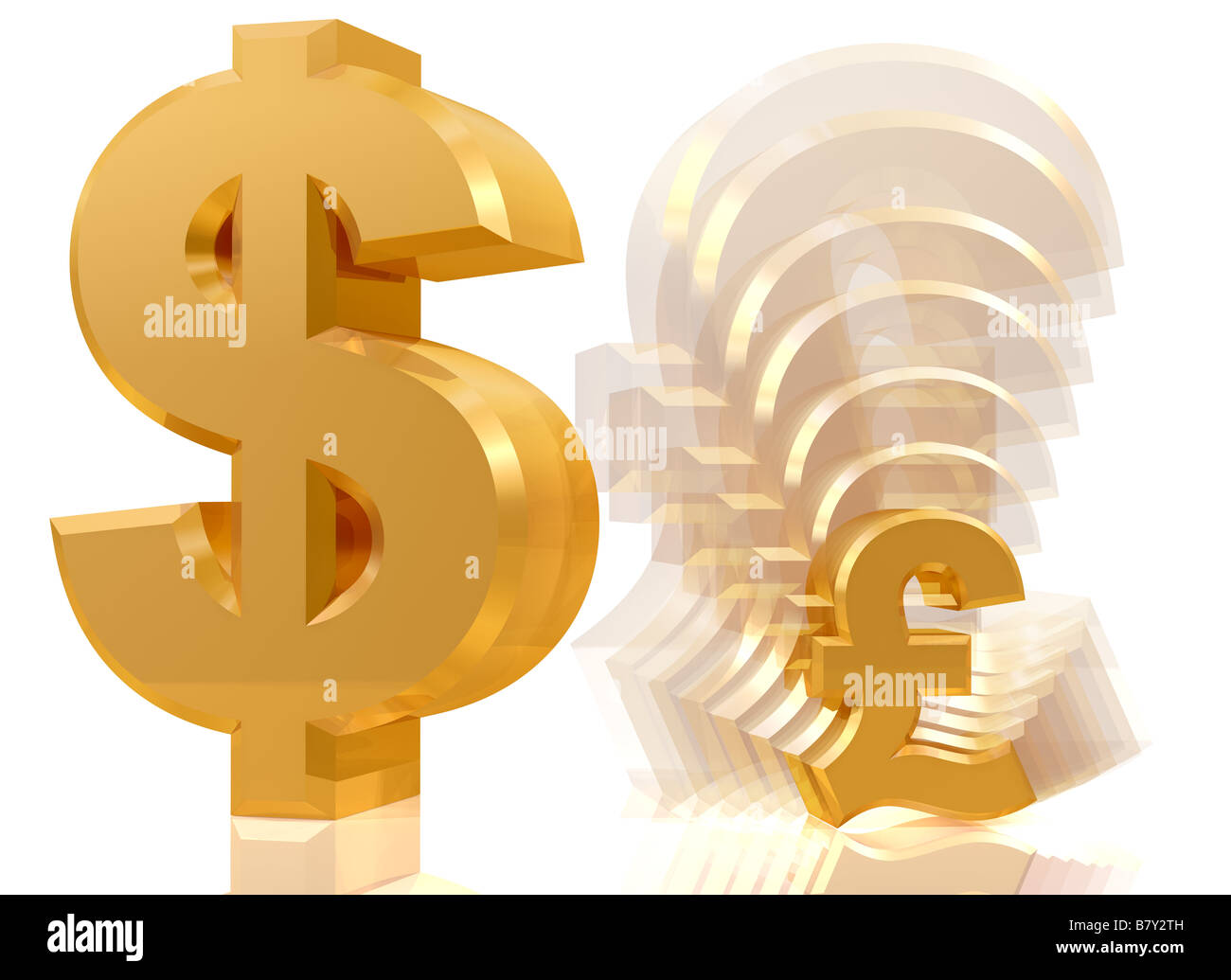 Illustration of a shrinking pound sign next to a dollar symbol Stock ...