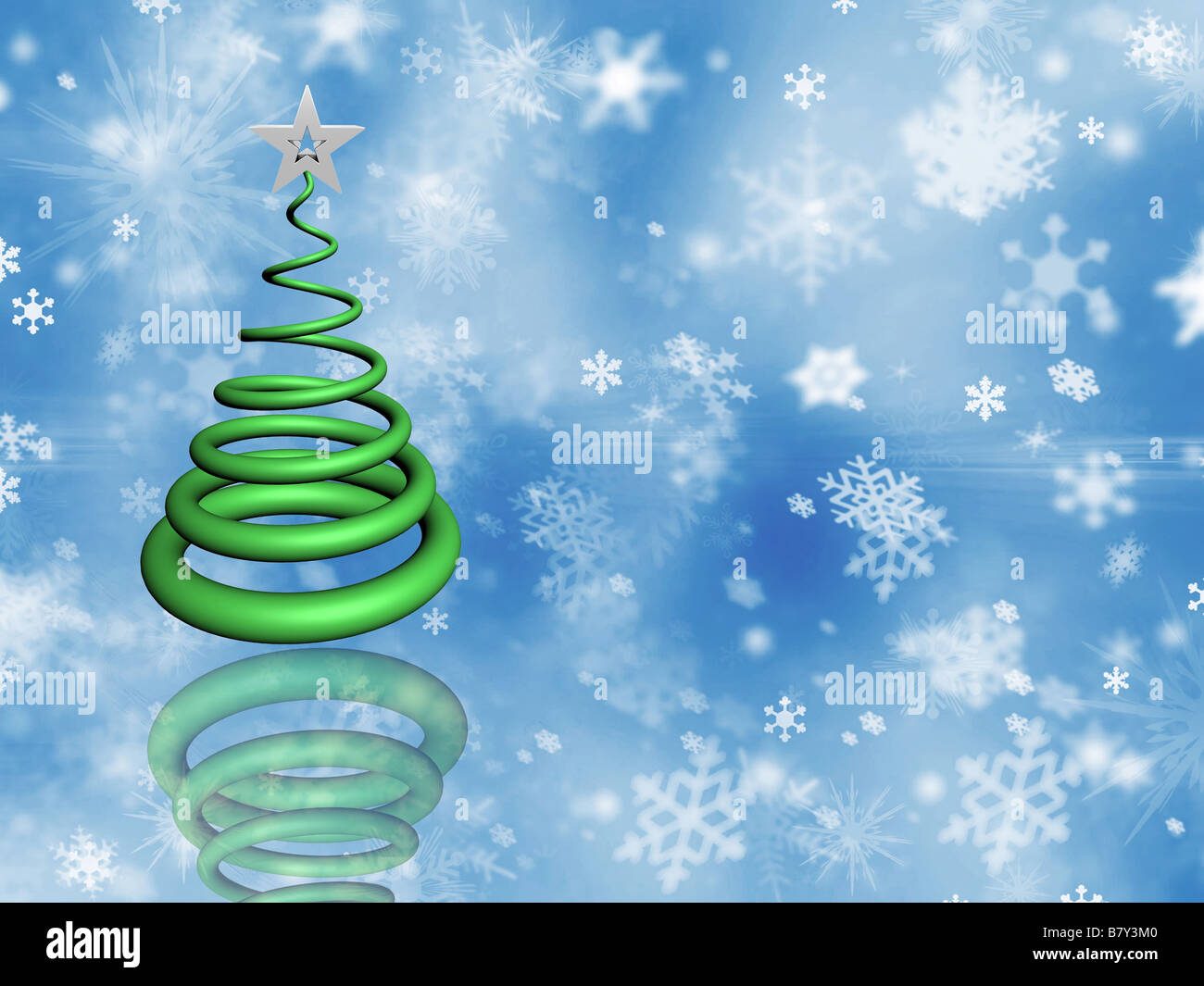 Christmas tree on snowflake background Stock Photo - Alamy