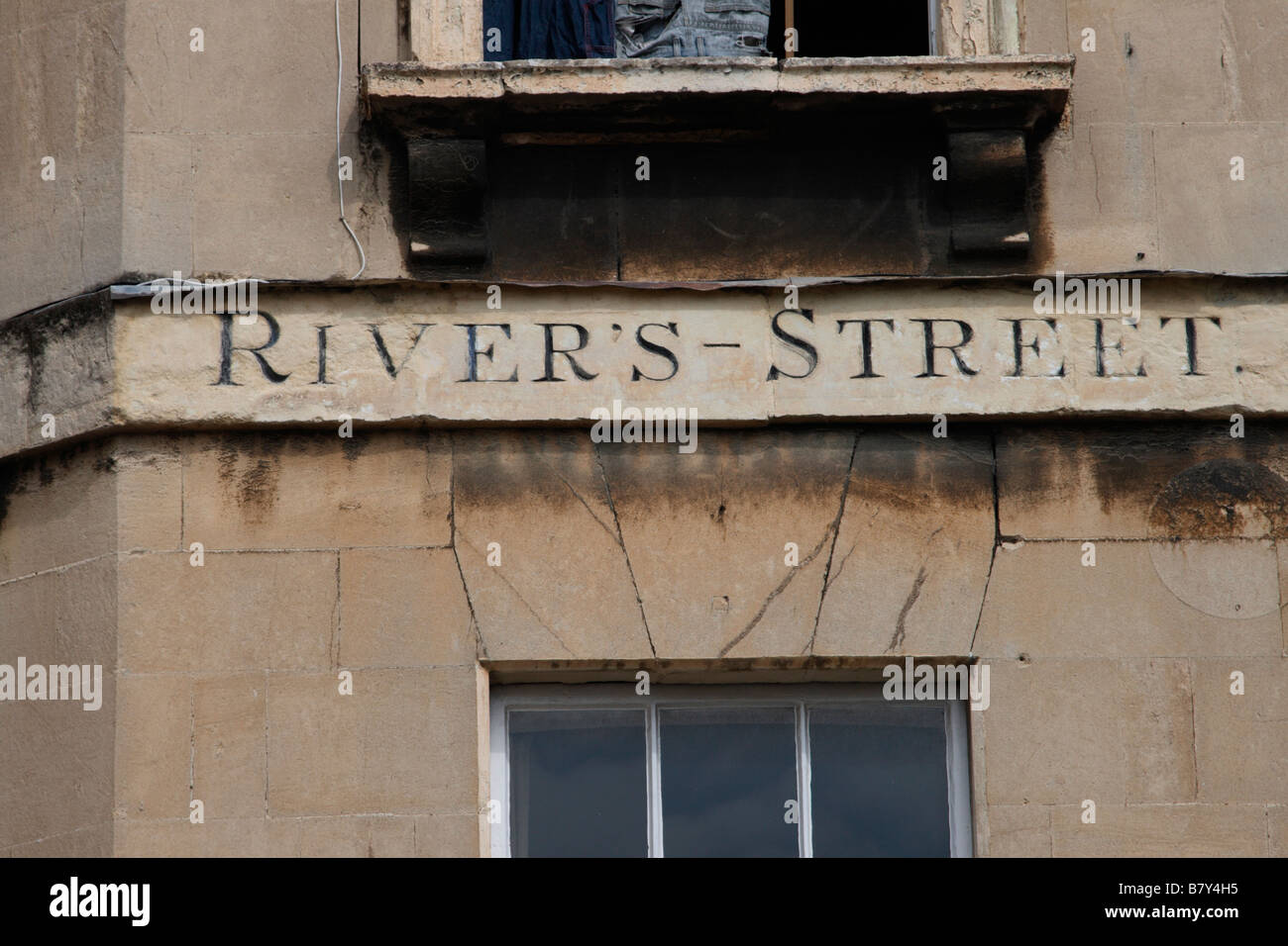 Bath Somerset England Georgian carved stone street name on house 'River ...