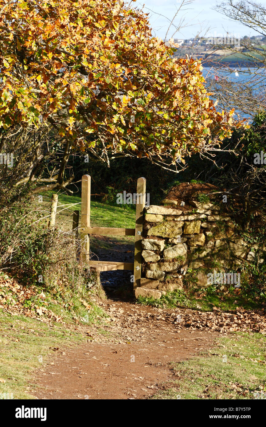 A Stile on the coastal walk from Trefusis to Mylor on the Carrirck ...